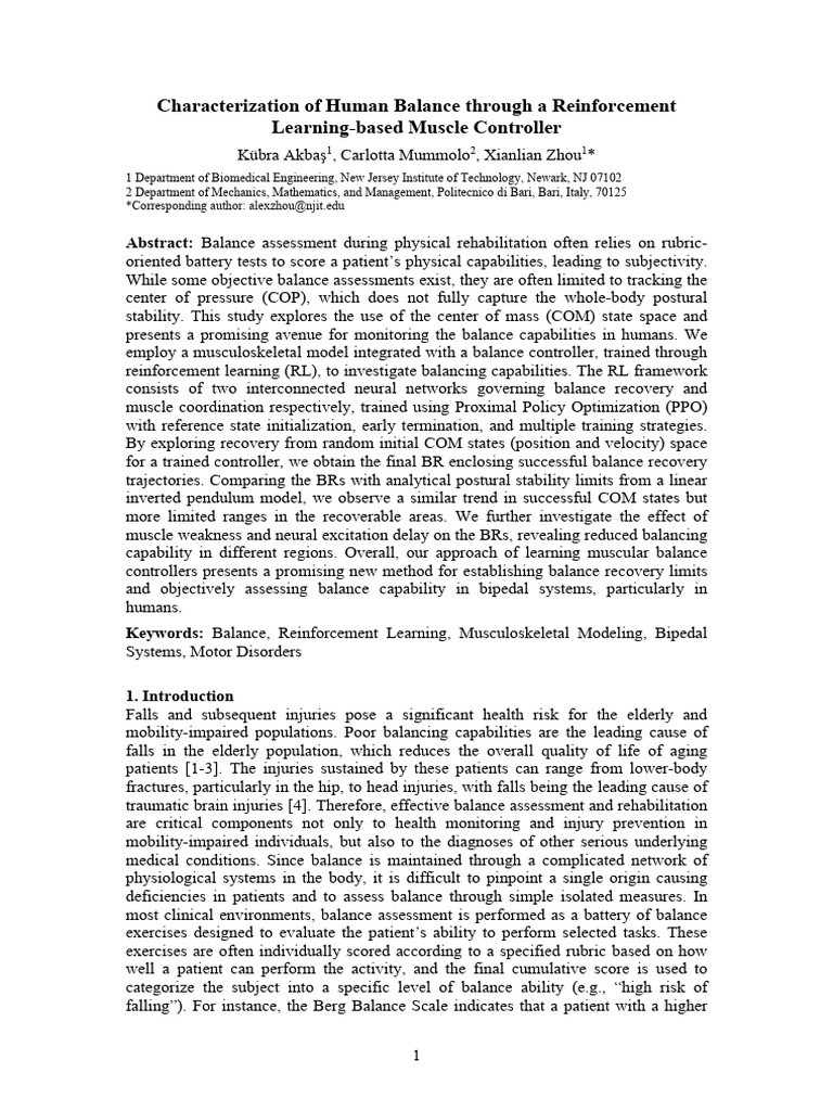 Characterization of Human Balance Through A Reinfo | PDF