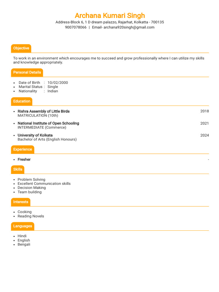 Entry-Level Job Seeker Profile | PDF