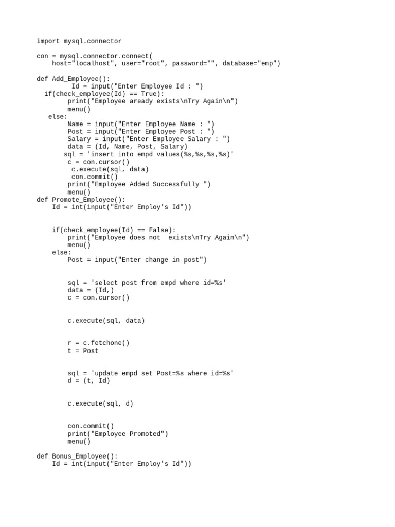 Employee Management Project | PDF | Databases | Computers