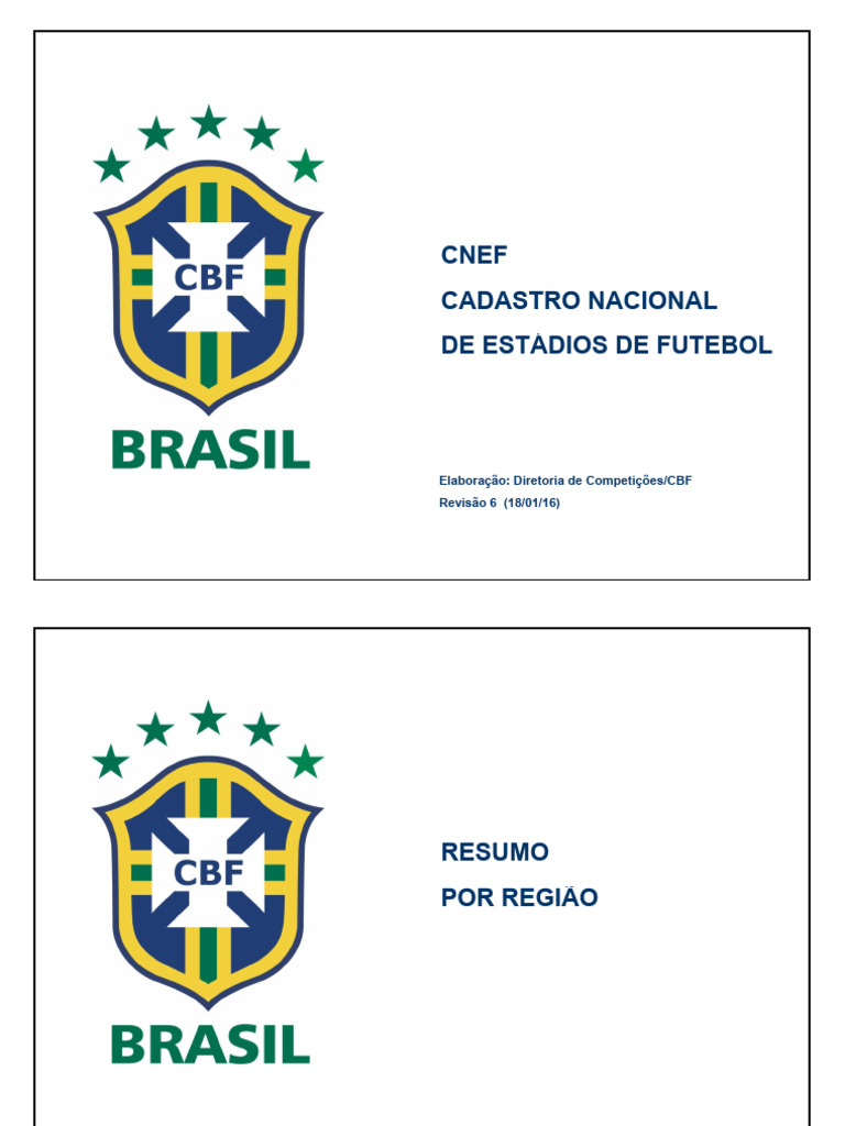 CNEF Cadastro Nacional Estadios Futebol | PDF