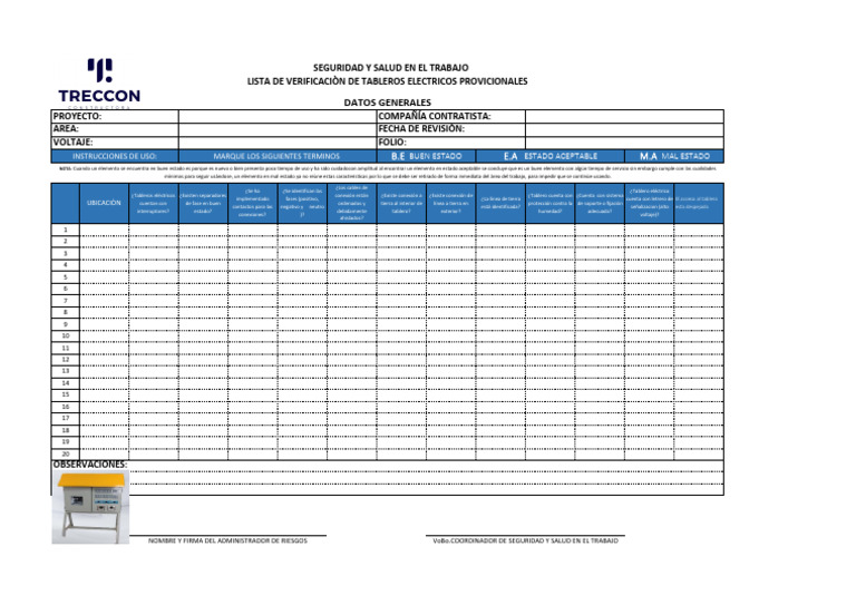Formato Check List Tableros Electricos | PDF