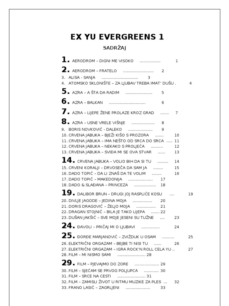 Ex YU Evergreens 1 | PDF