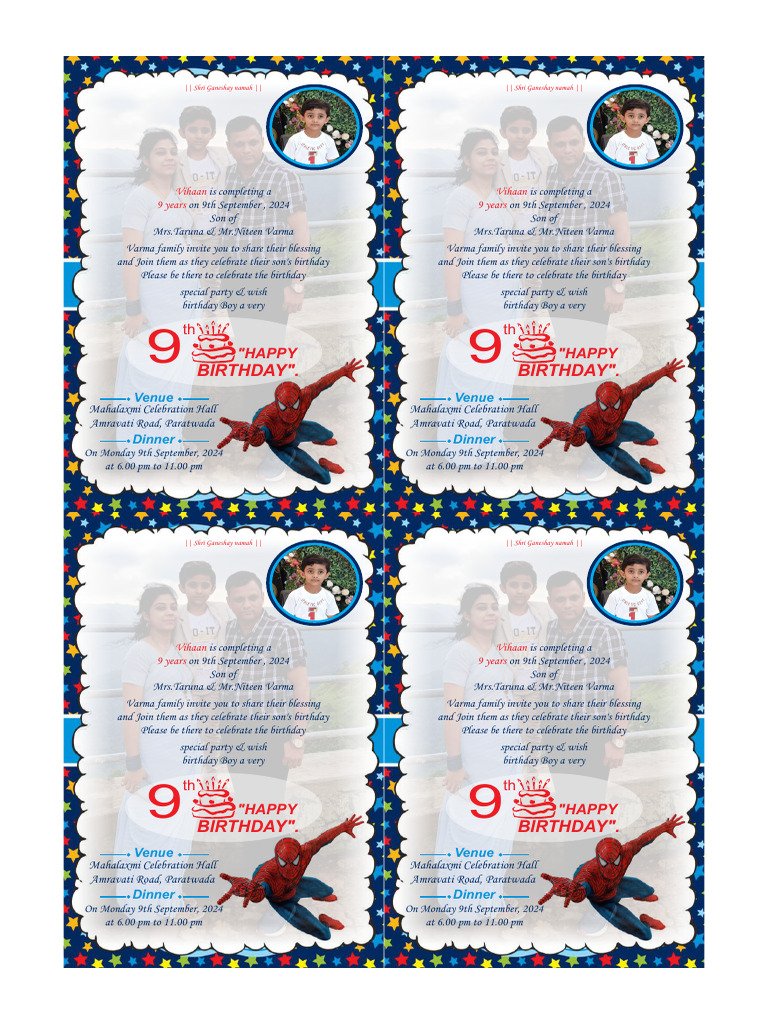 12 X 18 - 50 Print 250 GSM - Vihaan Birthday Card English | PDF