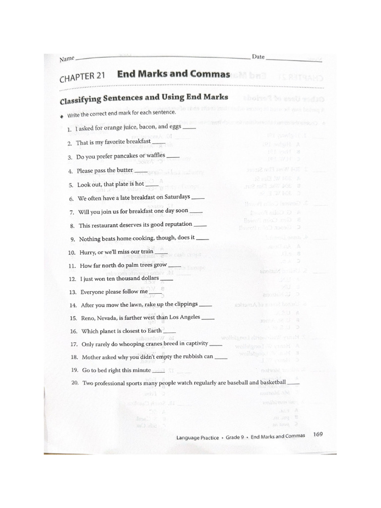 End Marks and Commas | PDF
