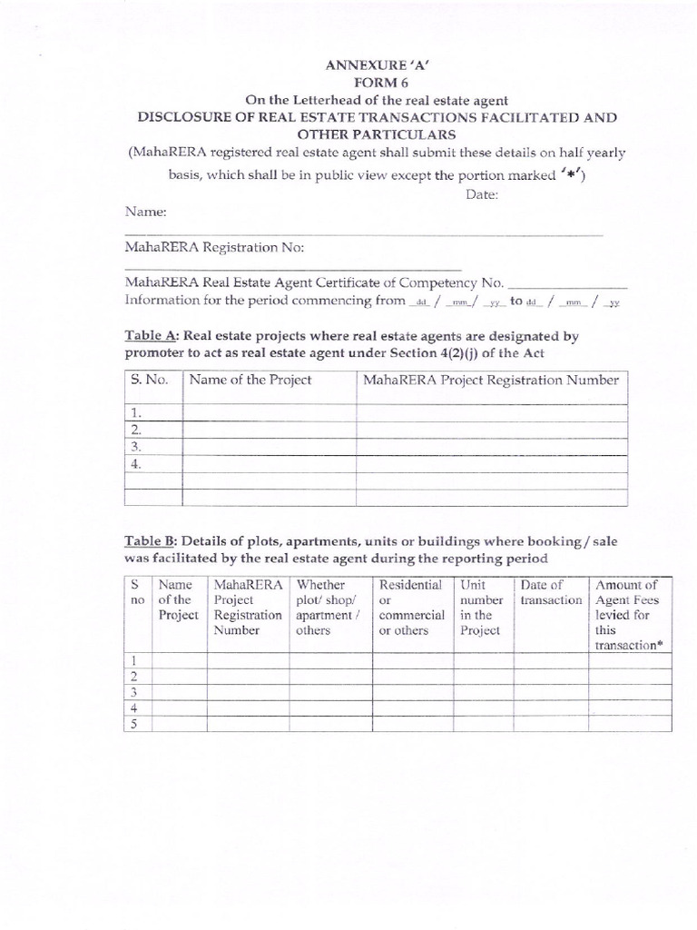 Order No 43 of 2023 Half Yearly Reports by MahaRERA Registered Real ...