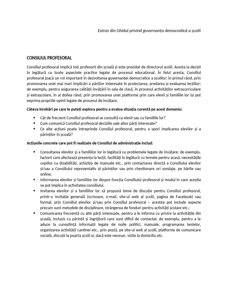 GDS Consiliul Profesoral Fisa | PDF
