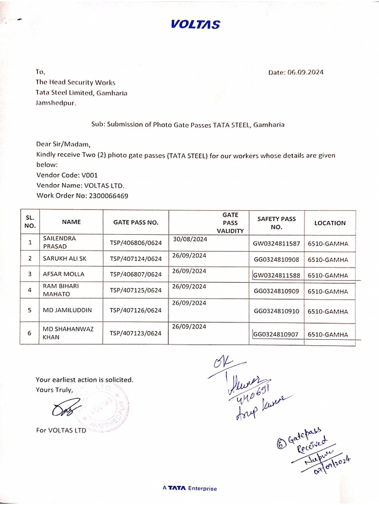 Gate Pass Surrender Latter | PDF