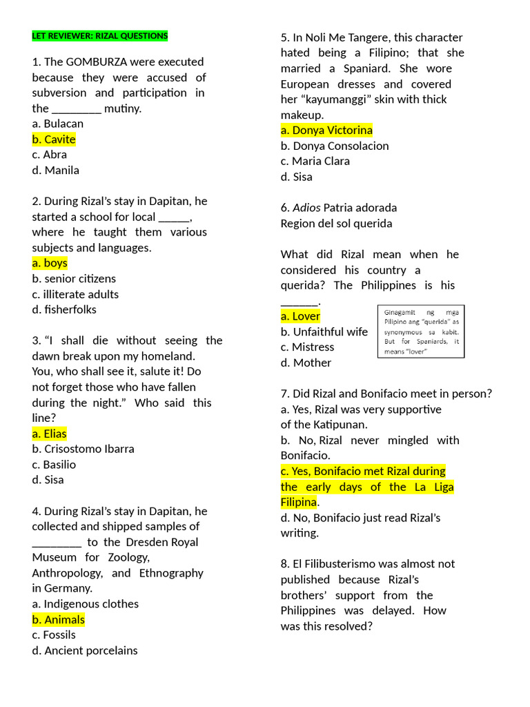 Let Reviewer Rizal | PDF