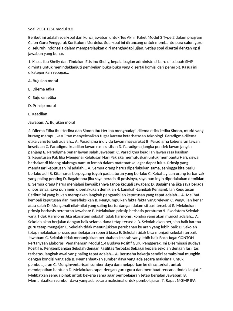 Soal POST TEST Modul 3.3 | PDF