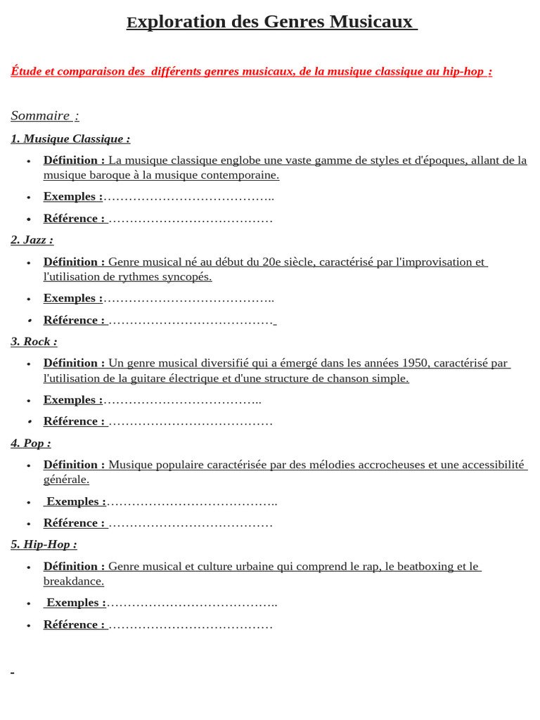 Exploration Des Genres Musicaux | PDF