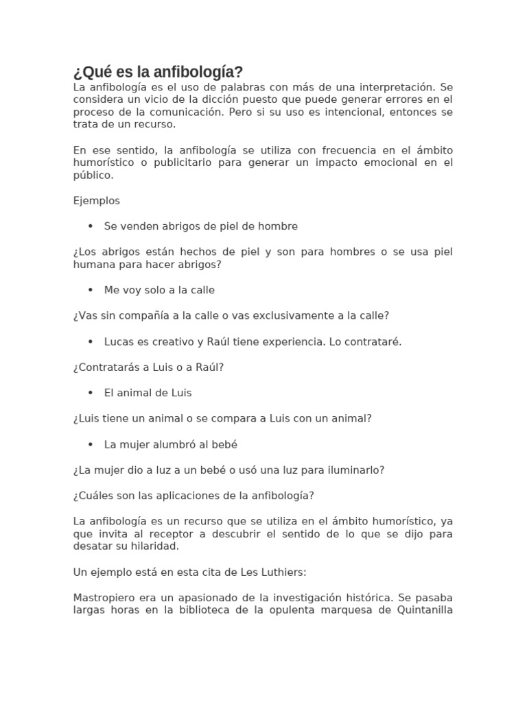 Qué es la anfibología | PDF