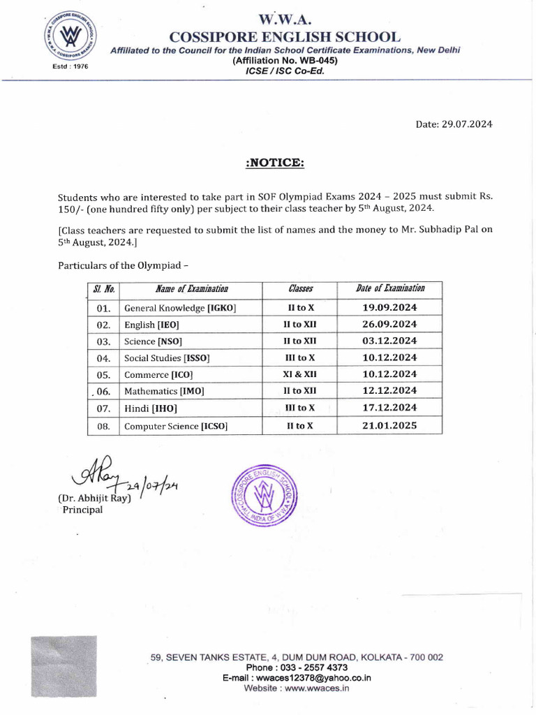 SOF Olympiad Notice 2024-2025 | PDF