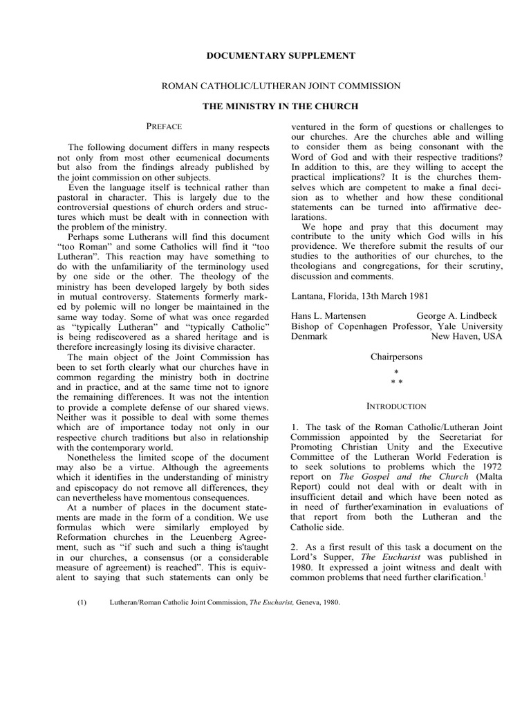Catholic-Lutheran Ministry Agreement Document | PDF | Christian Church ...