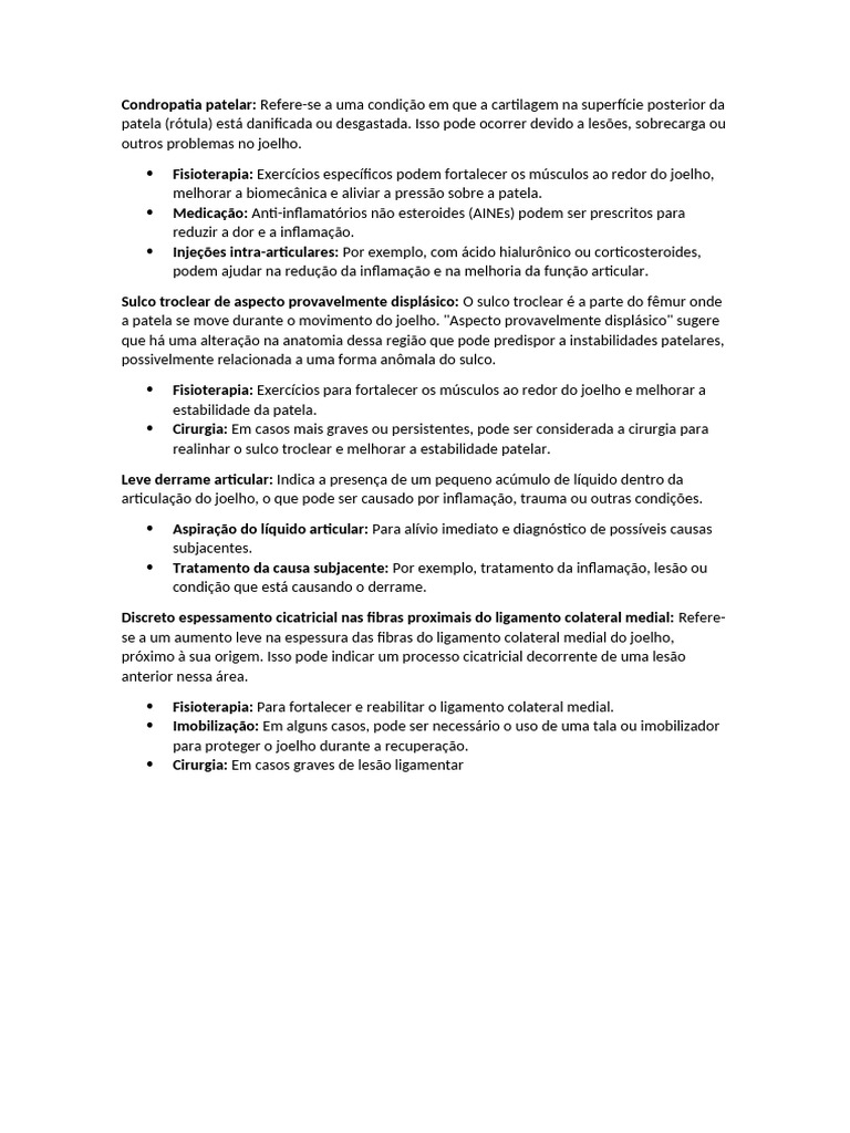 Condropatia Patelar / Sulco Troclear de Aspecto Displásico ...