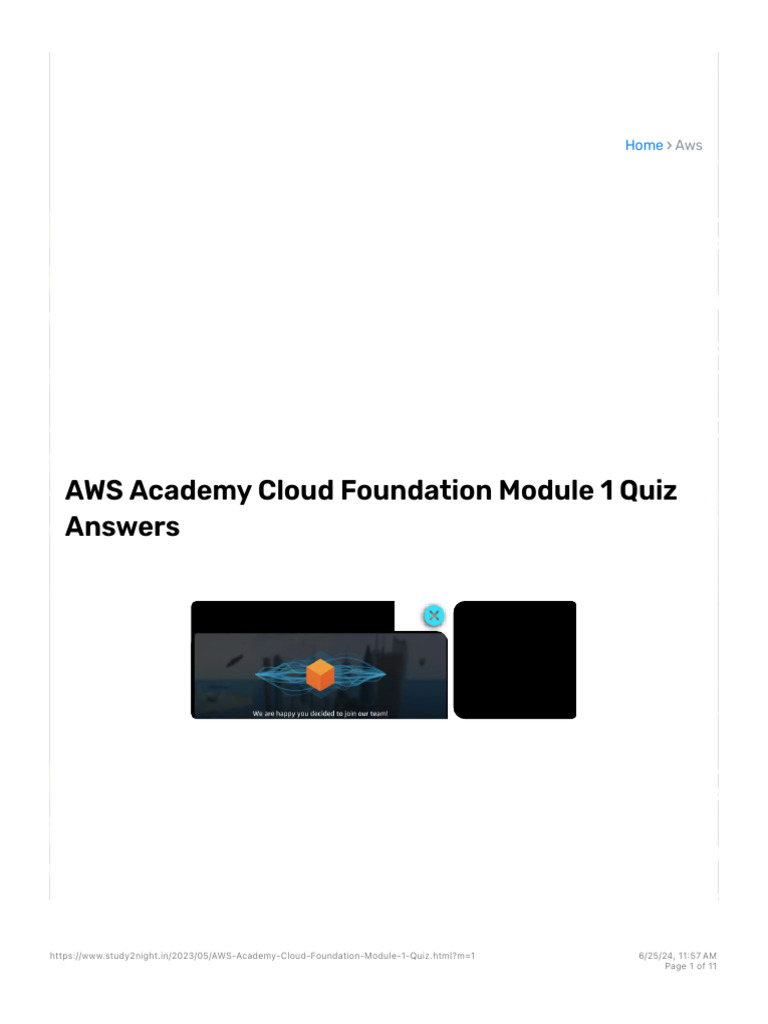 AWS Academy Cloud Foundation Module 1 Quiz Answers | PDF