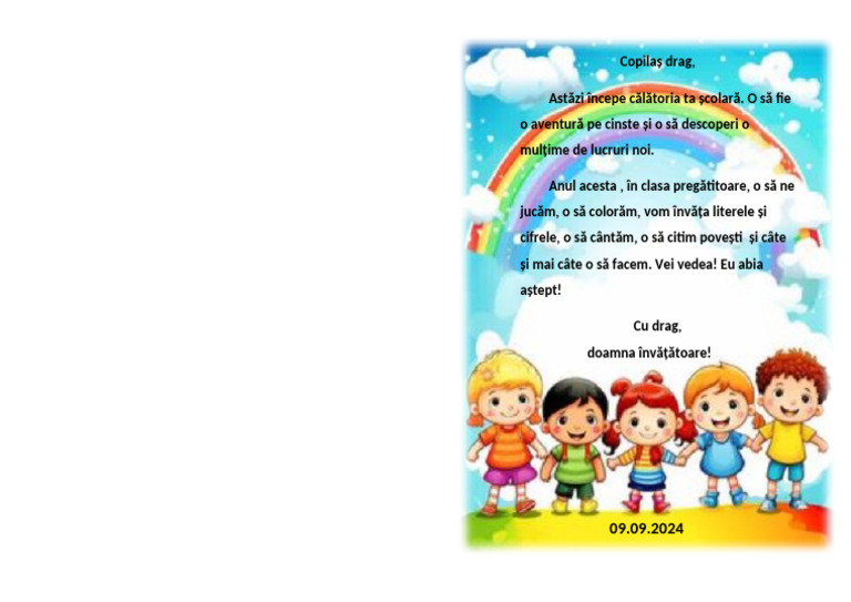 Felicitare CLASA PREGATITOARE | PDF