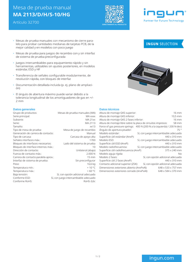 INGUN MA 2113 D H S-10 HG 32700 ES Datasheet | PDF