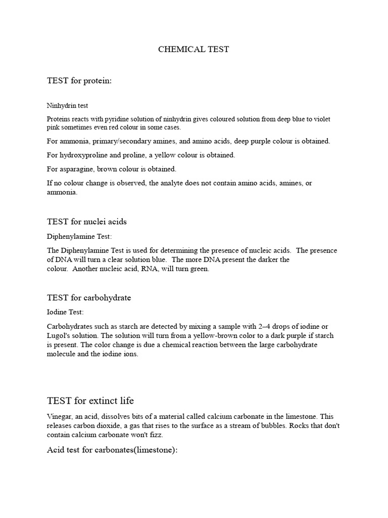 Test For Biomolecules | PDF