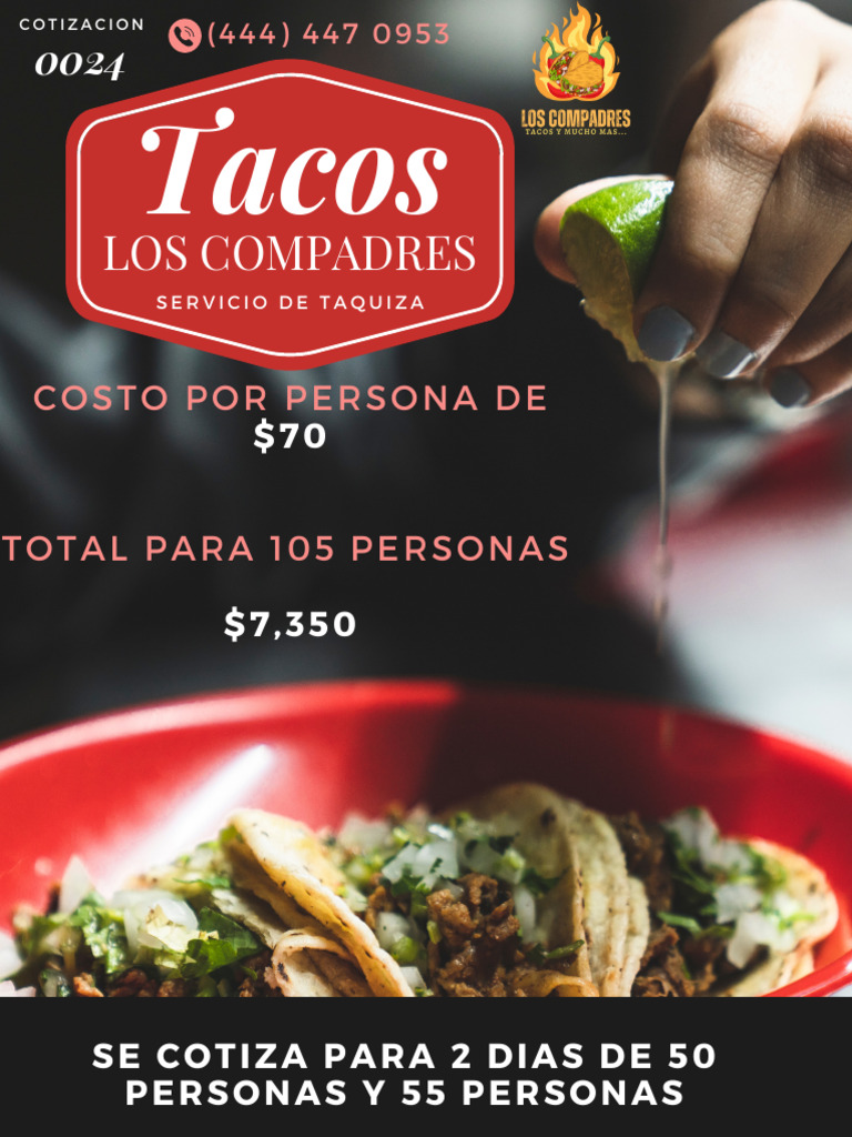COTIZACION 24 TACOS LOS COMPADRES SLP (PUERTA REAL) | PDF