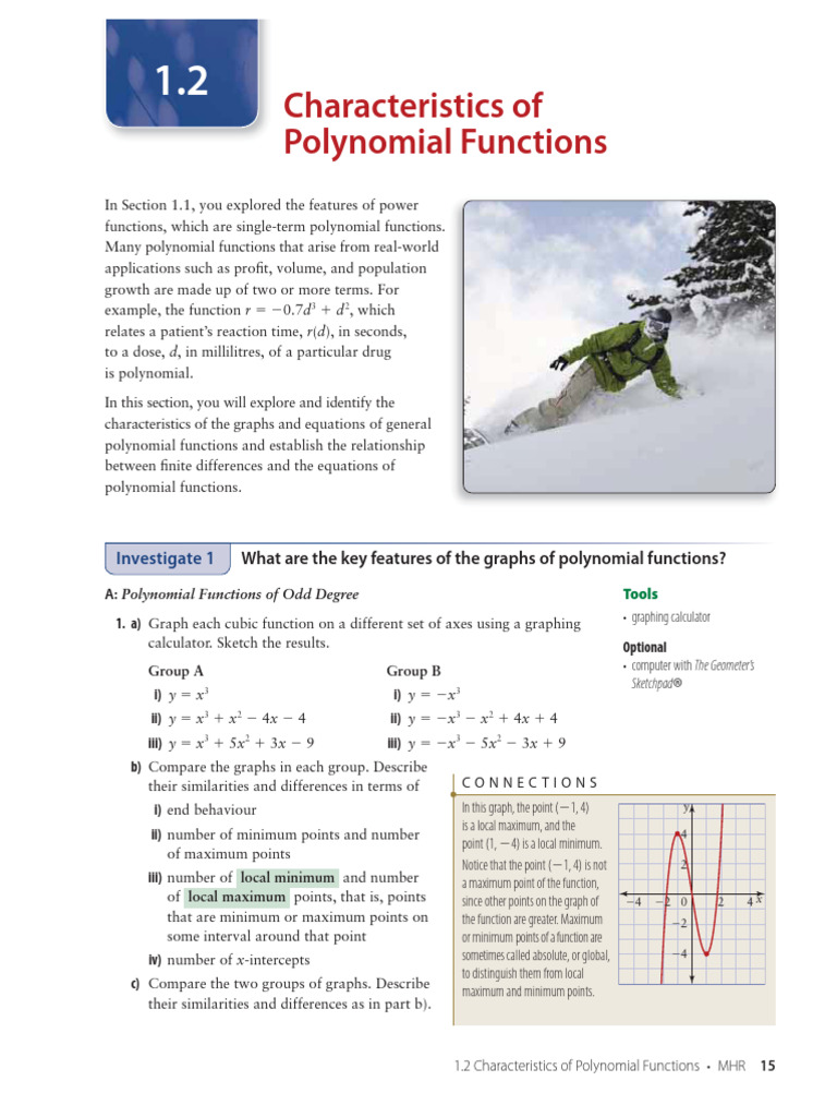 1.2 Characteristics of Polynomial Functions Textbook | PDF