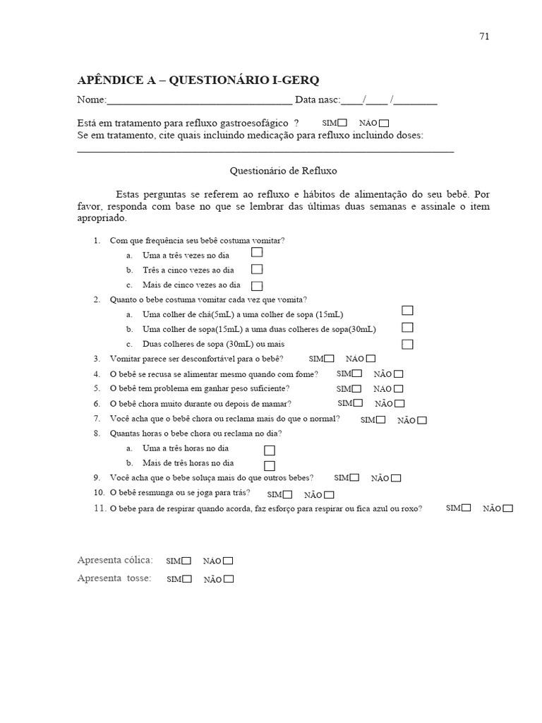 I-GERQ Refluxo Bebes | PDF