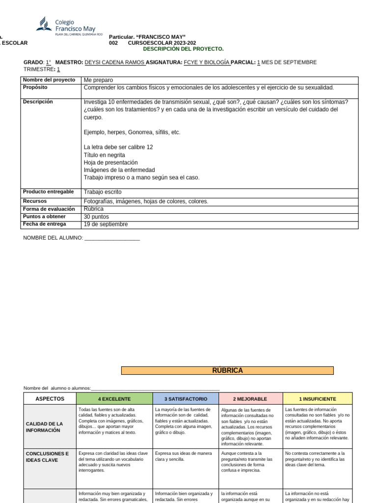Proyecto de Fcye 1o Septiembre | PDF