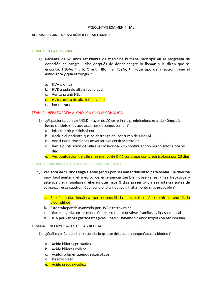 Preguntas Examen Final | PDF | Cáncer | Ciencia y matemática
