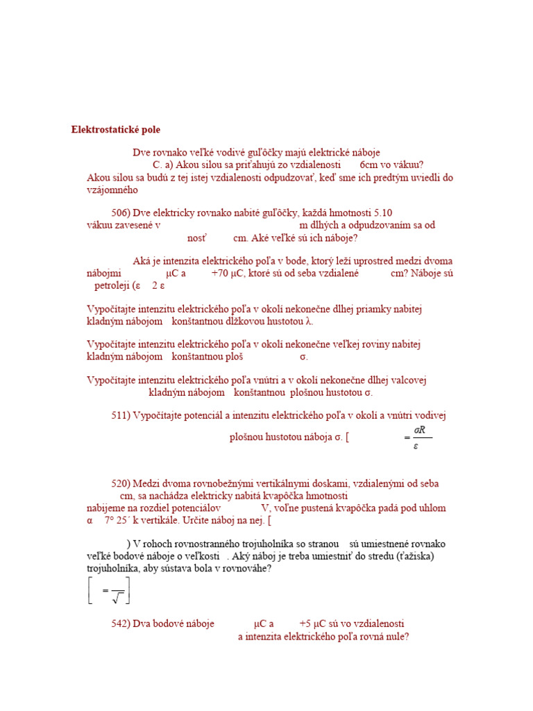 Elektrina A Magnetizmus - Príklady | PDF