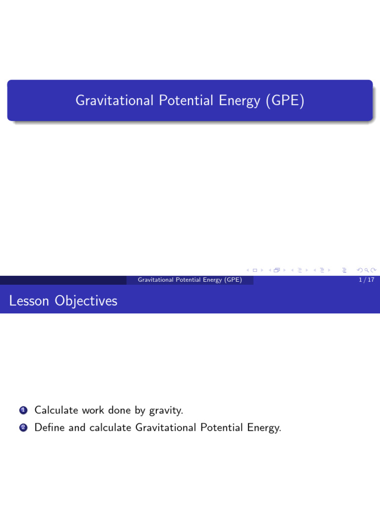 Gravitational Potential Energy (GPE) 1 / 17 | PDF