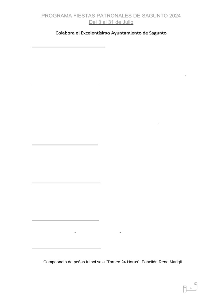 Programa Fiestas Patronales Sagunto 2024 | PDF
