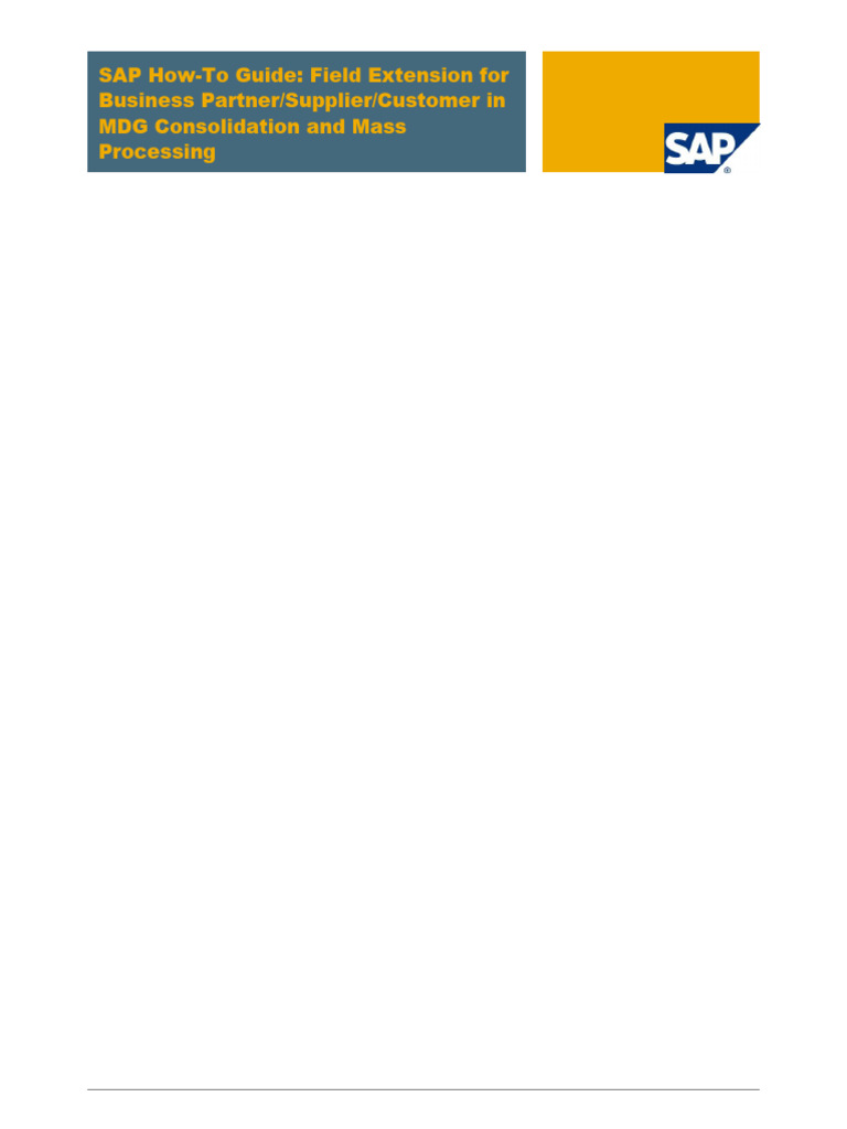 SAP How-To Guide - Field Extension For Business Partner - Supplier ...