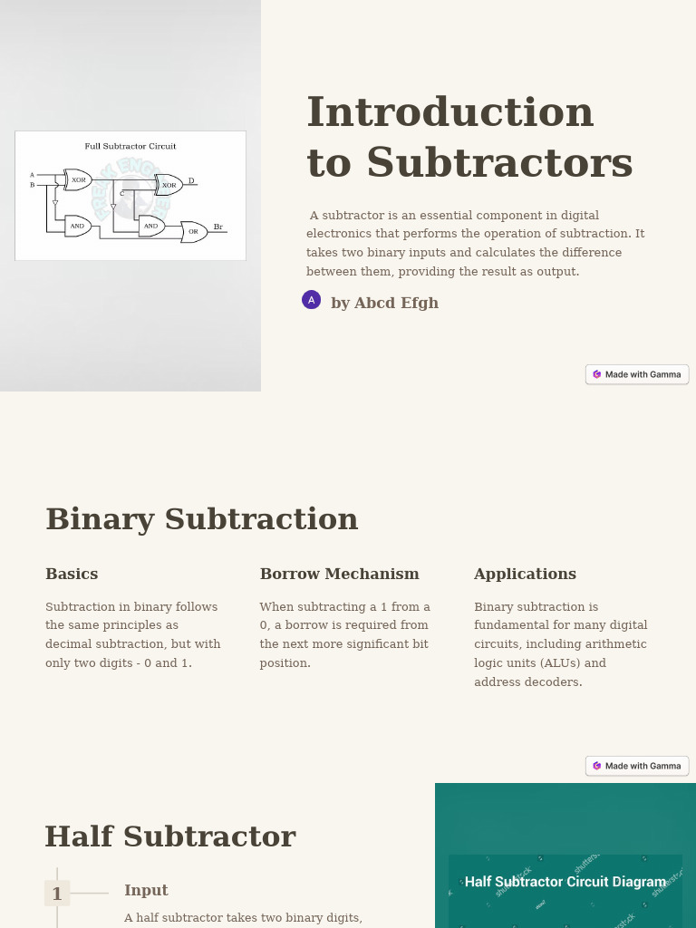 Introduction To Subtractors | PDF