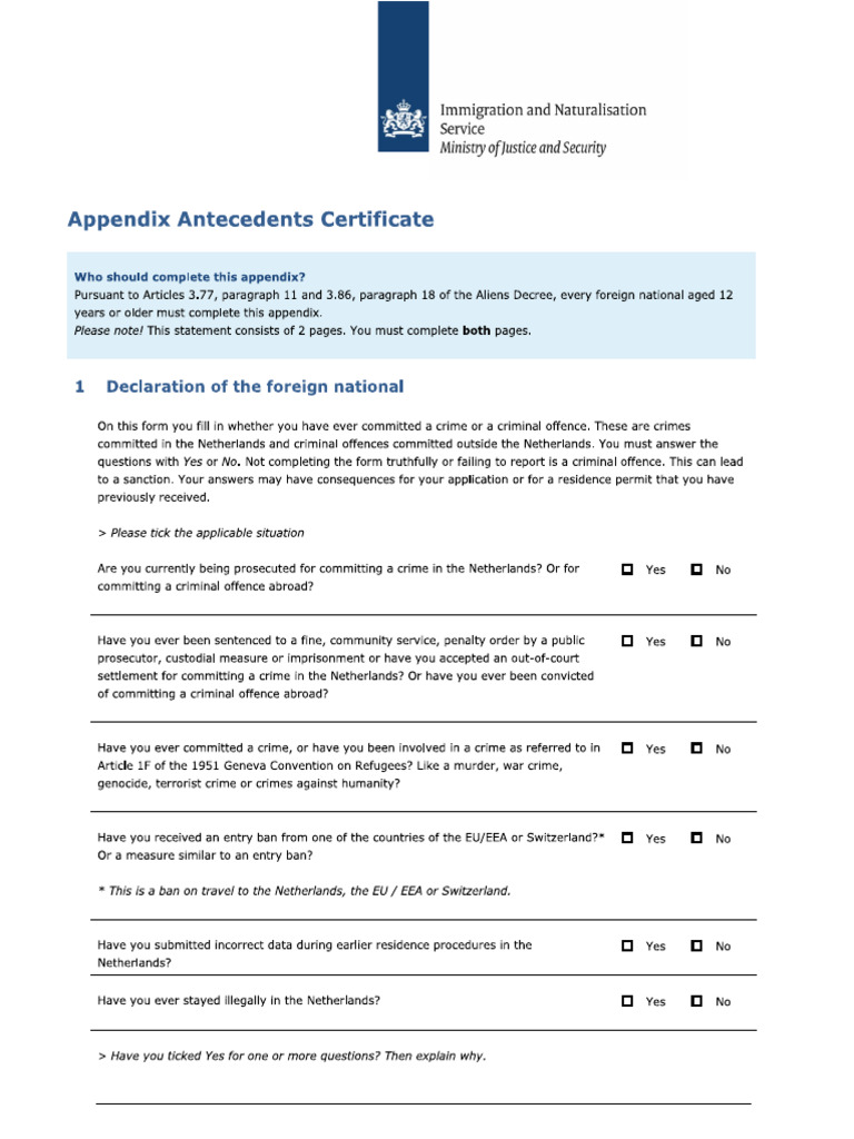IND Appendix Antecedents Certificate | PDF