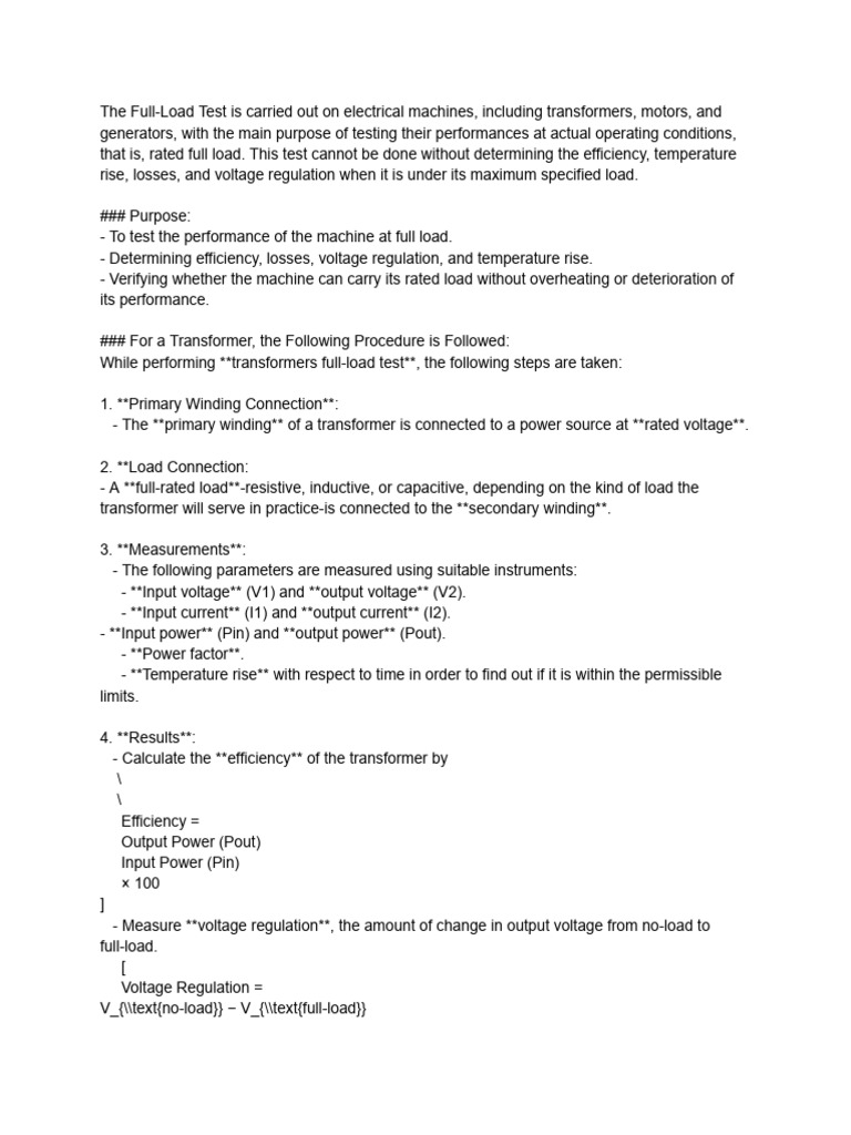 AC Machines Full Load Test | PDF