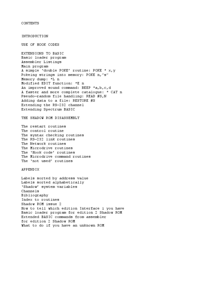 Spectrum Shadow ROMDisassembly | PDF | Subroutine | String (Computer Science)
