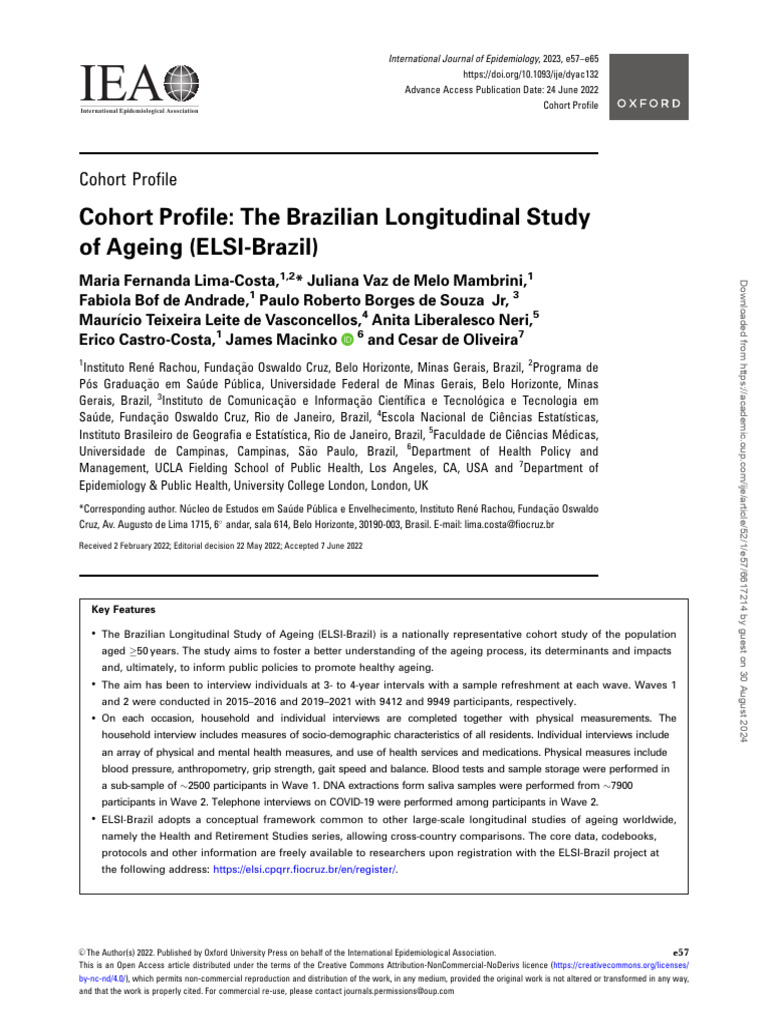 Cohort Profile The Brazilian Longitudinal Study ELSI | PDF