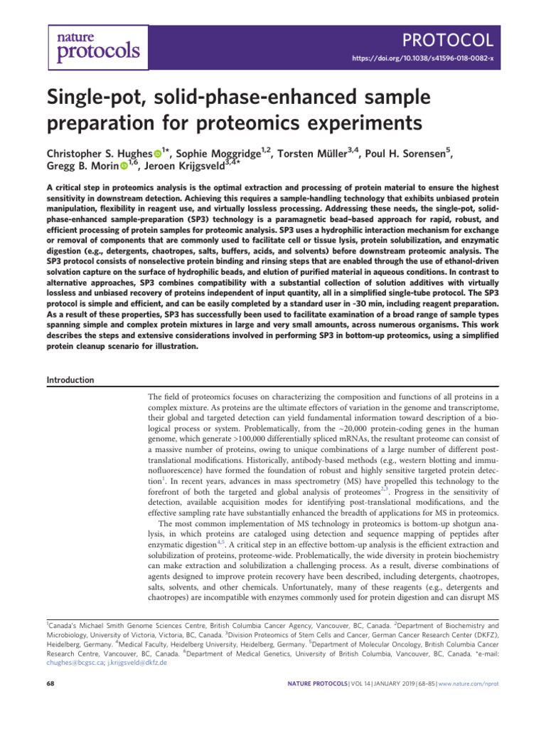 SP3 Technology for Efficient Proteomics | PDF | Proteomics | Self ...