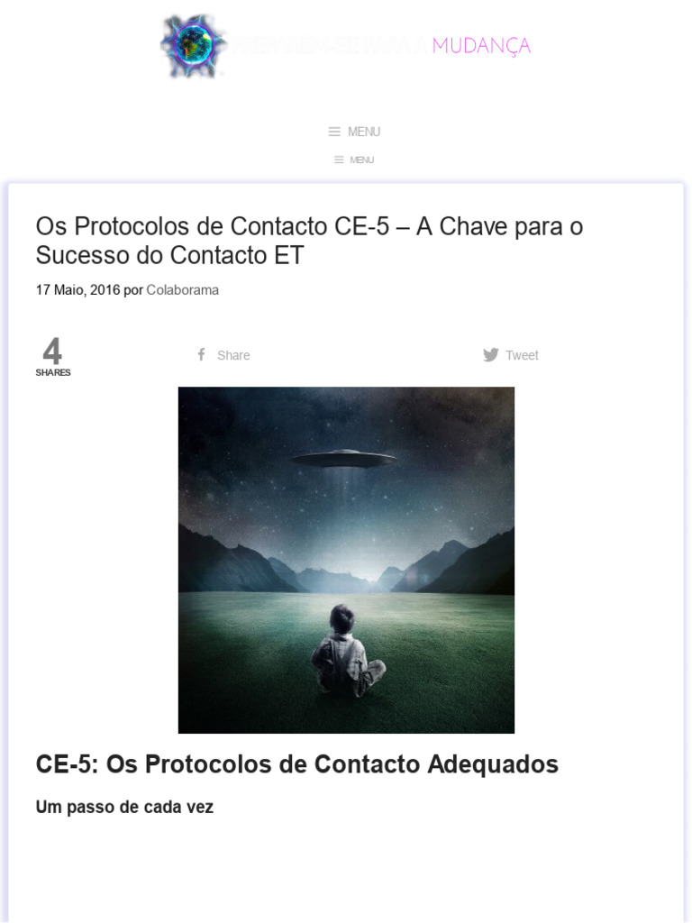Protocolos Adequados para o Contacto Extraterrestre - Os Protocolos CE5 | PDF