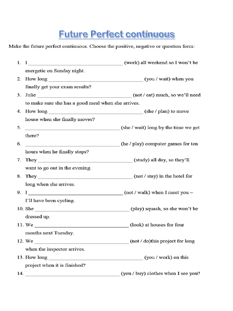 Future+Perfect+Continuous. | PDF