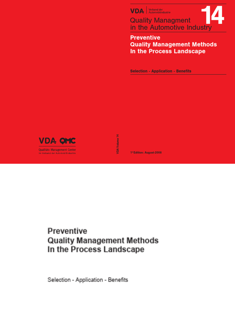 VDA - Band - 14 - Preventive QM-Methods in The Process Landscape | PDF
