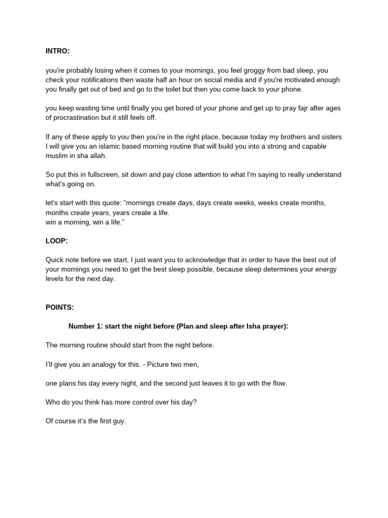 Islamic Morning Routine | PDF