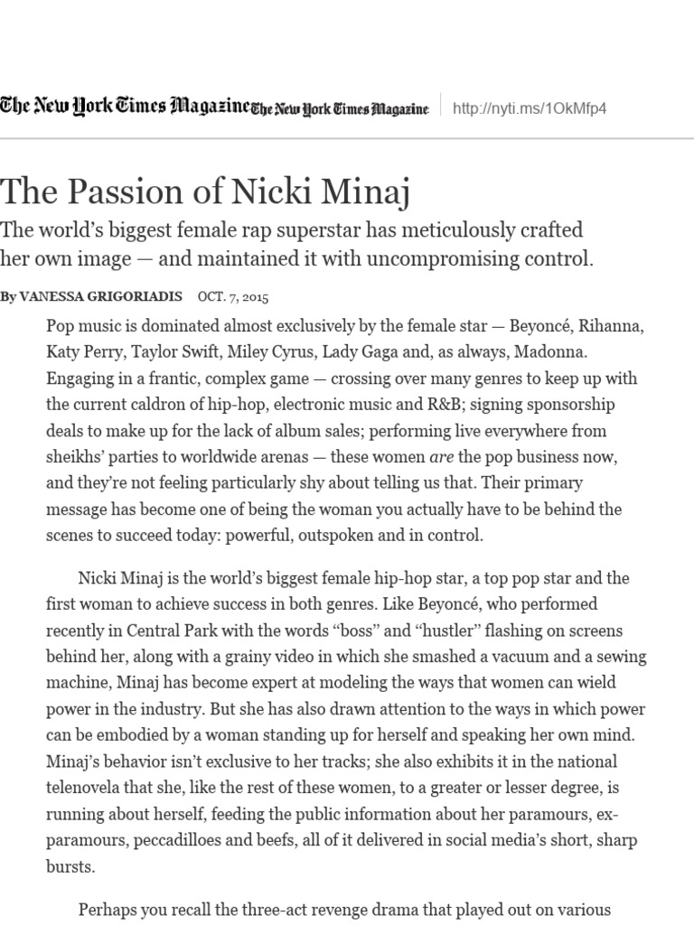 The Passion of Nicki Minaj - The New York Times | PDF