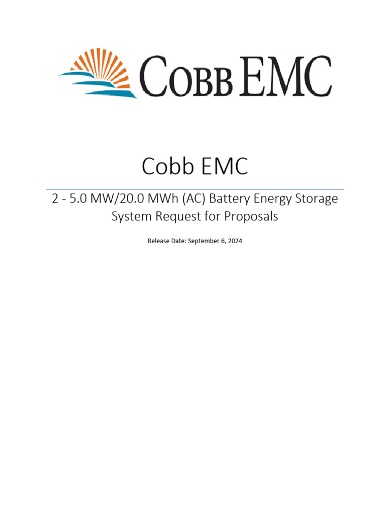 Cobb EMC Battery Storage RFP | PDF