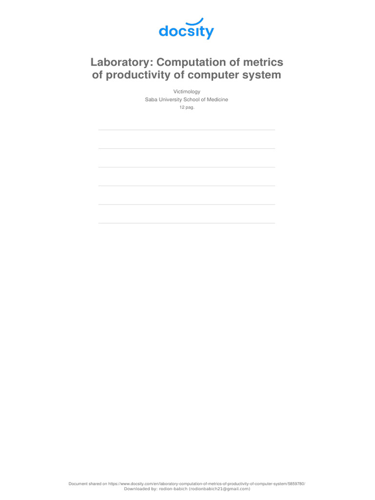 Docsity Laboratory Computation of Metrics of Productivity of Computer ...