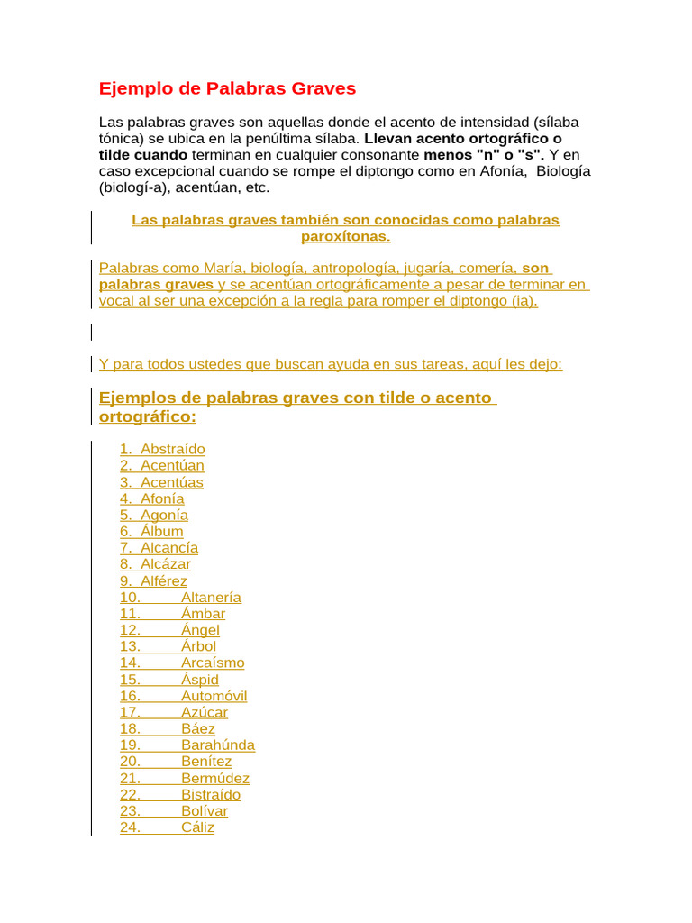 Ejemplo de Palabras Graves | PDF | Poesía