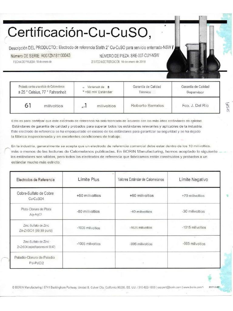 Formato Certification Cu CuSO4 2.translated | PDF