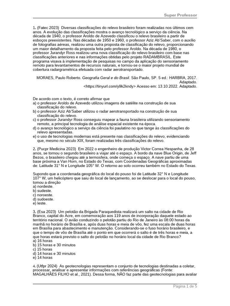 5 - Geografia - Germano Vasconcelos - Enem-Uea - Simulado 4 - Agosto de 2024 | PDF | Geografia ...