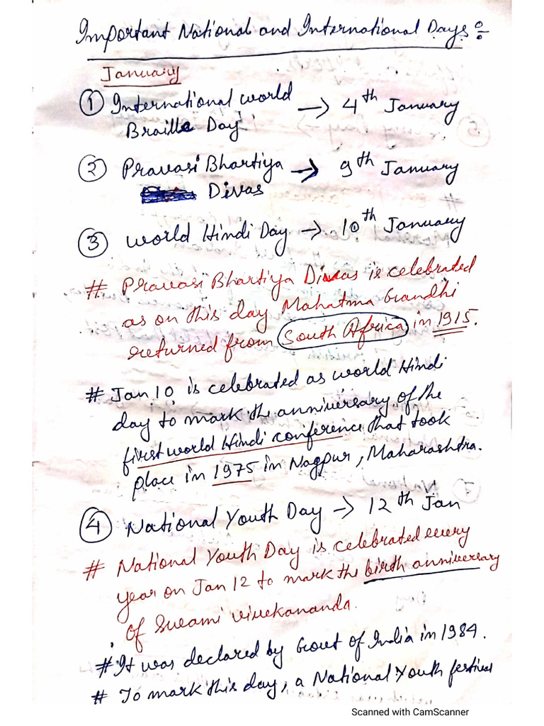 Important National and International Days | PDF