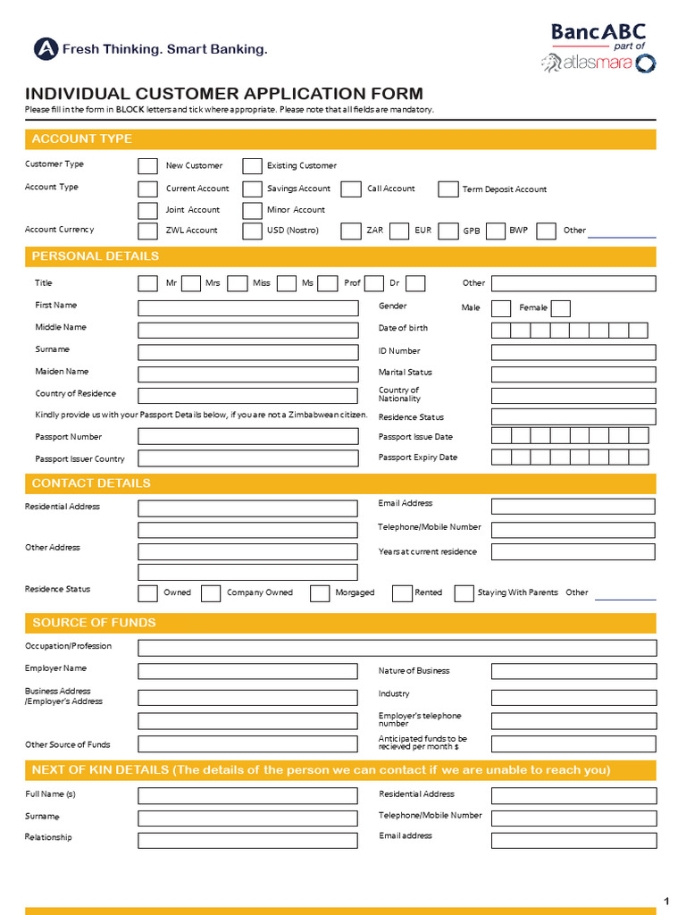 Individual Customer Application Form | PDF