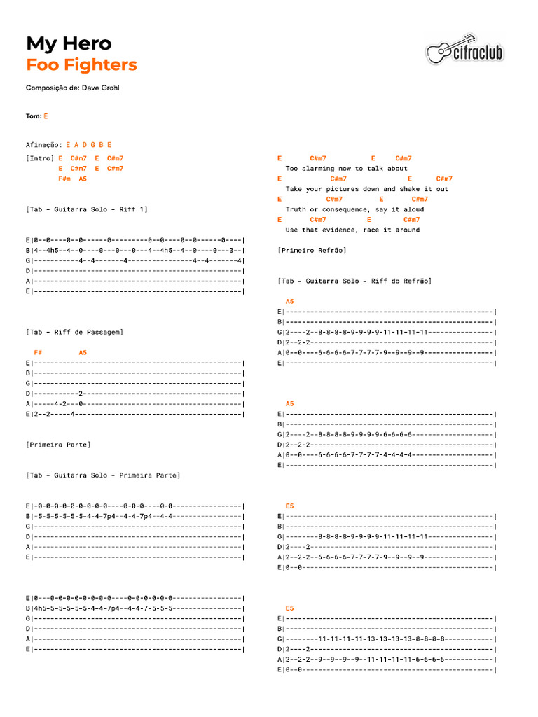 MY HERO - FOO FIGHTERS | PDF